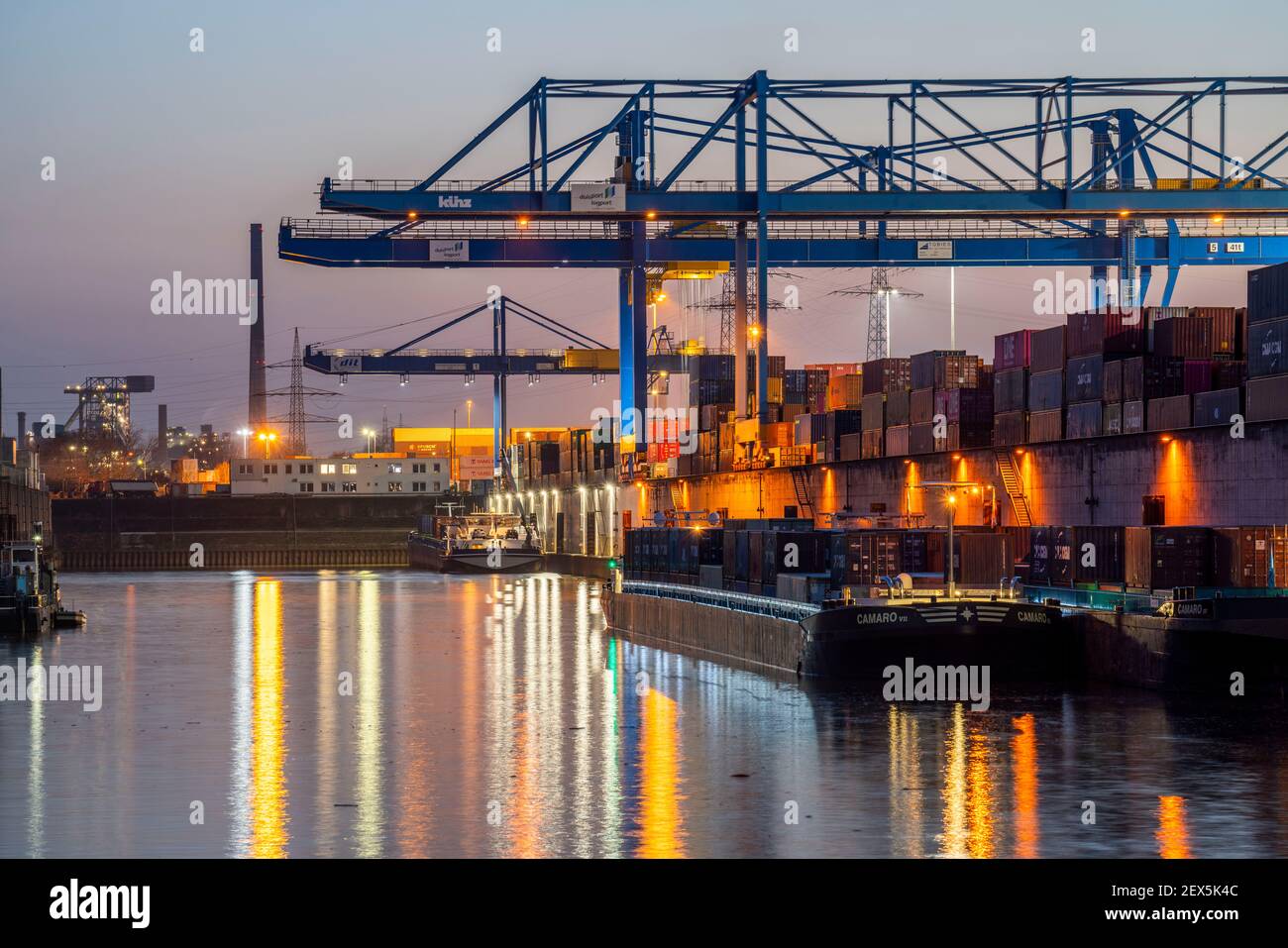 Harbour basin, gantry cranes in the Container Transshipment Centre ...
