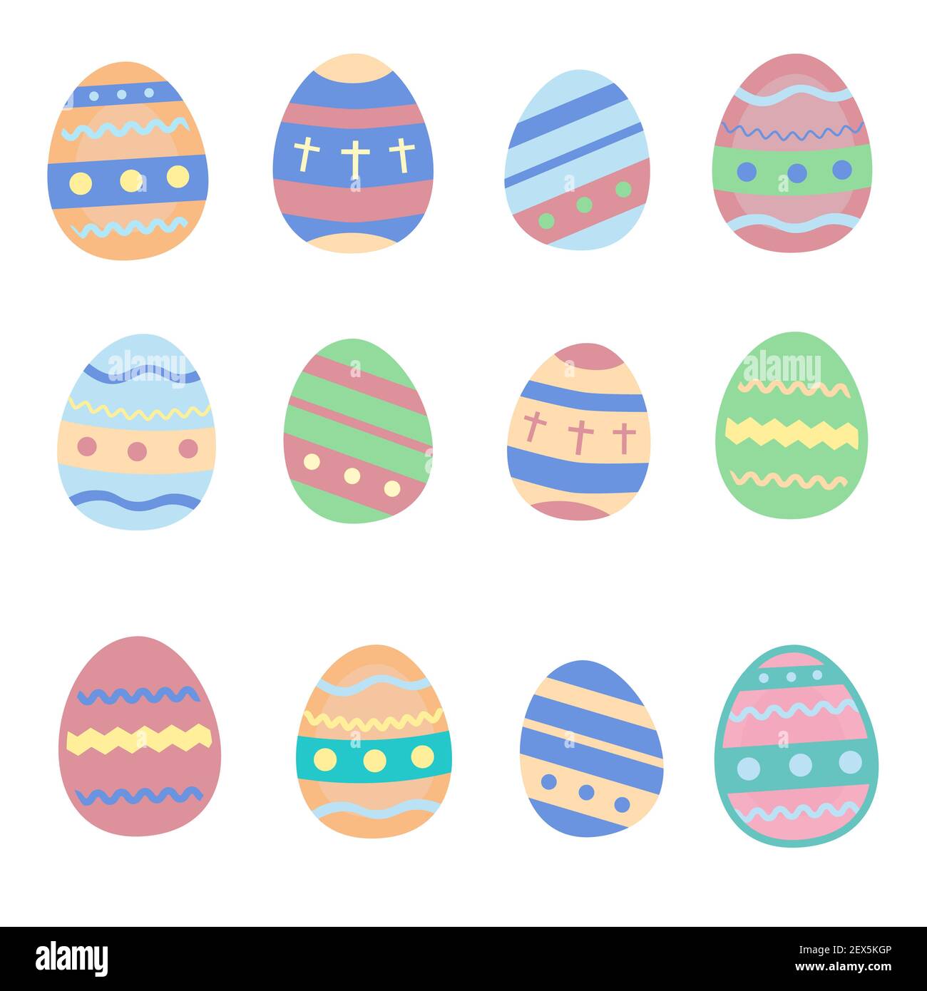Colorful decorated Easter eggs made in vector. Illustration in pastel ...