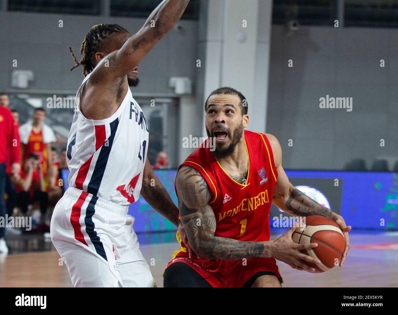 Podgorica, Montenegro. 20th February, 2021. Justin Cobbs of Montenegro ...