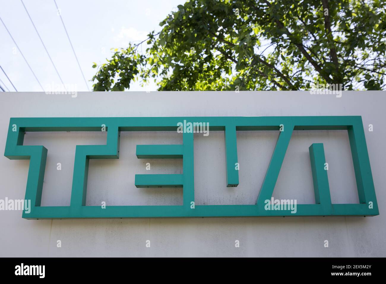 A logo sign outside of a facility operated by Teva Pharmaceutical ...