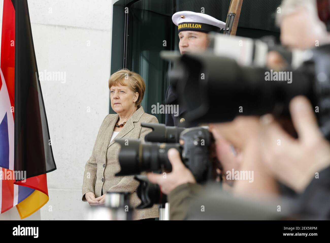 Angela Merkel, German chancellor, UK Primer Minister Cameron with ...