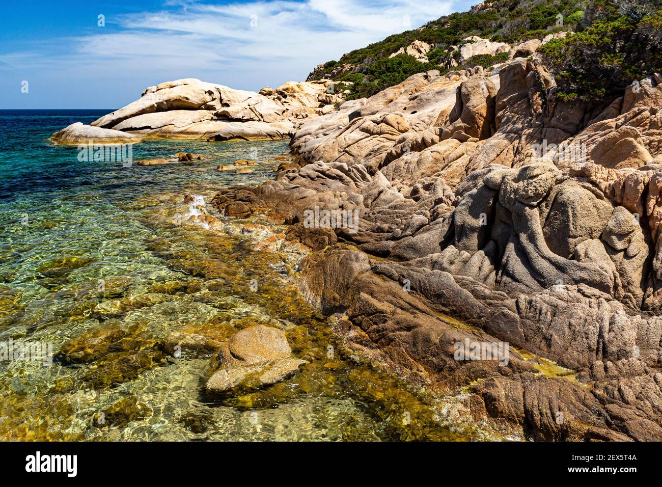 Mediterranean Shoreline View with Clear, Turquoise Ocean, Gentle Waves ...