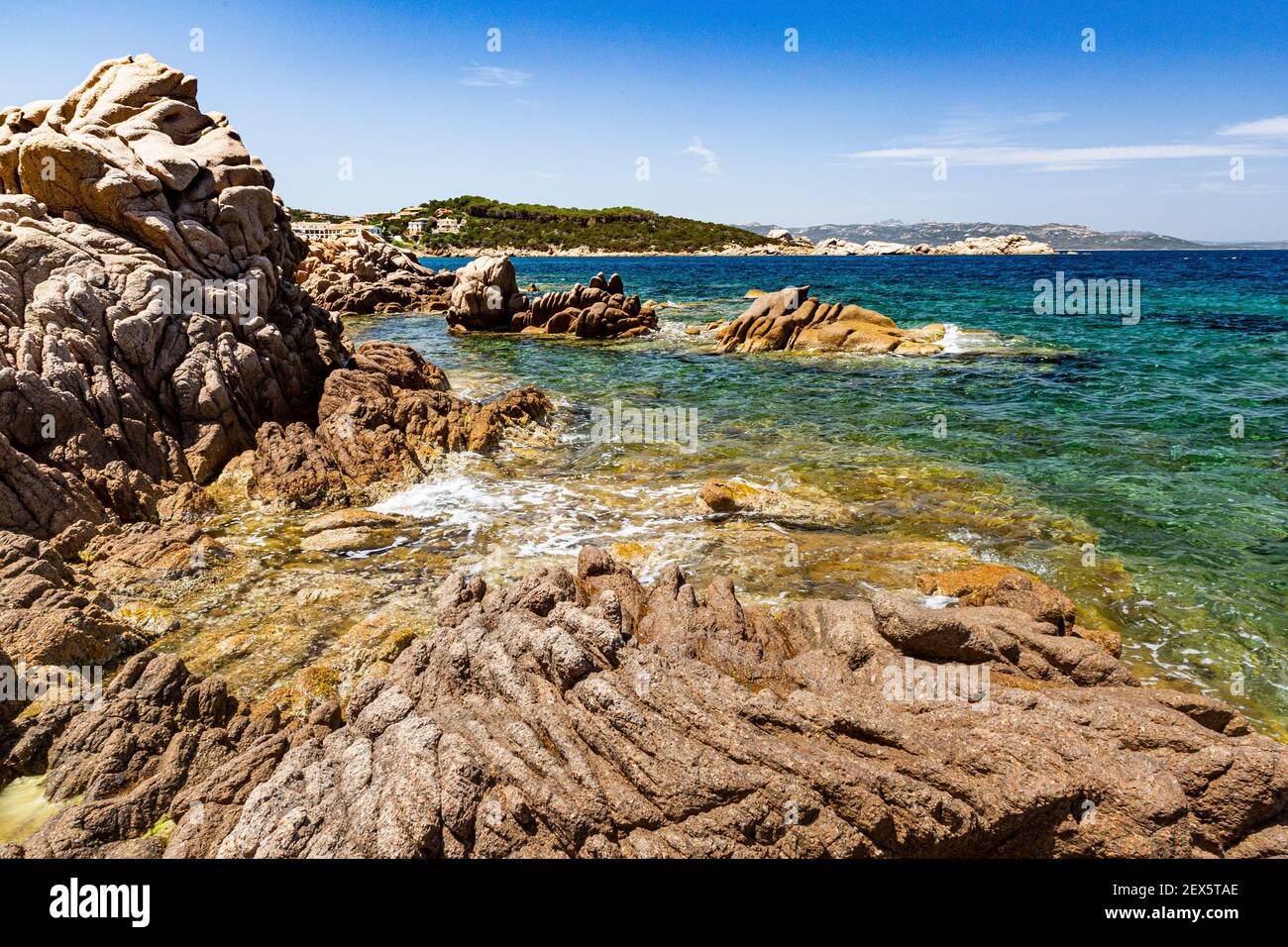 Mediterranean Shoreline View with Clear, Turquoise Ocean, Gentle Waves ...