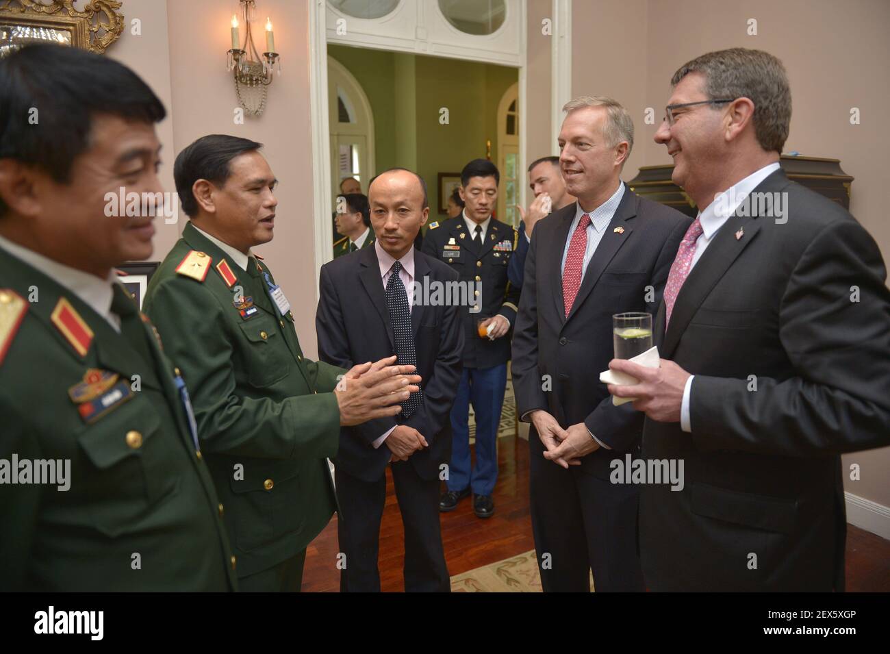 Vietnamese military officers mingle with Secretary of Defense Ash ...