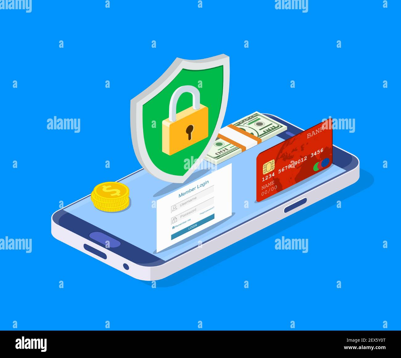Isometric online payment protection system Stock Vector Image & Art - Alamy