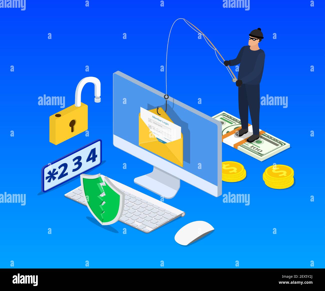 Phishing password login stealing email Stock Vector Images - Alamy