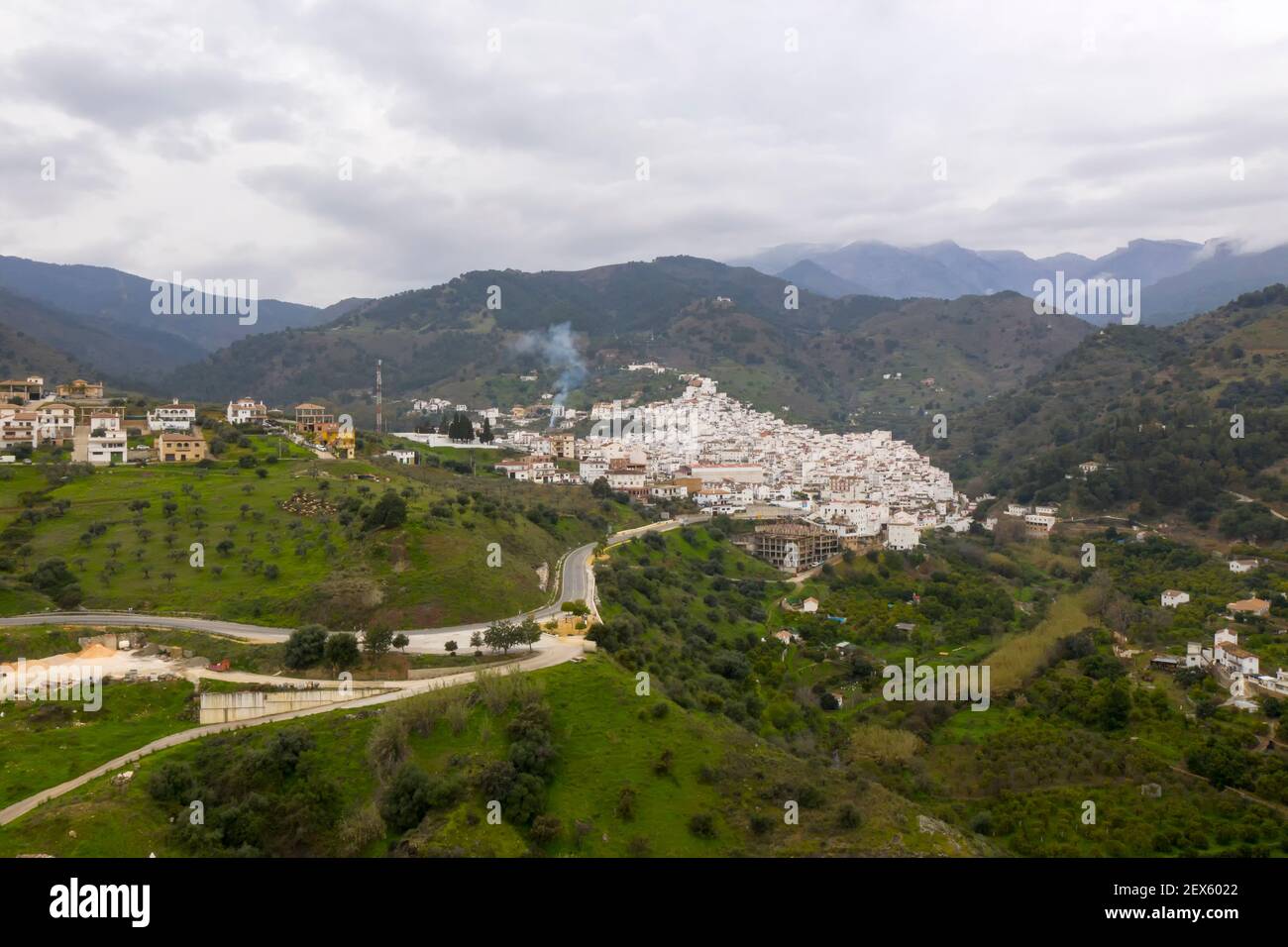 view of the municipality of tolox in the region of the Sierra de las ...