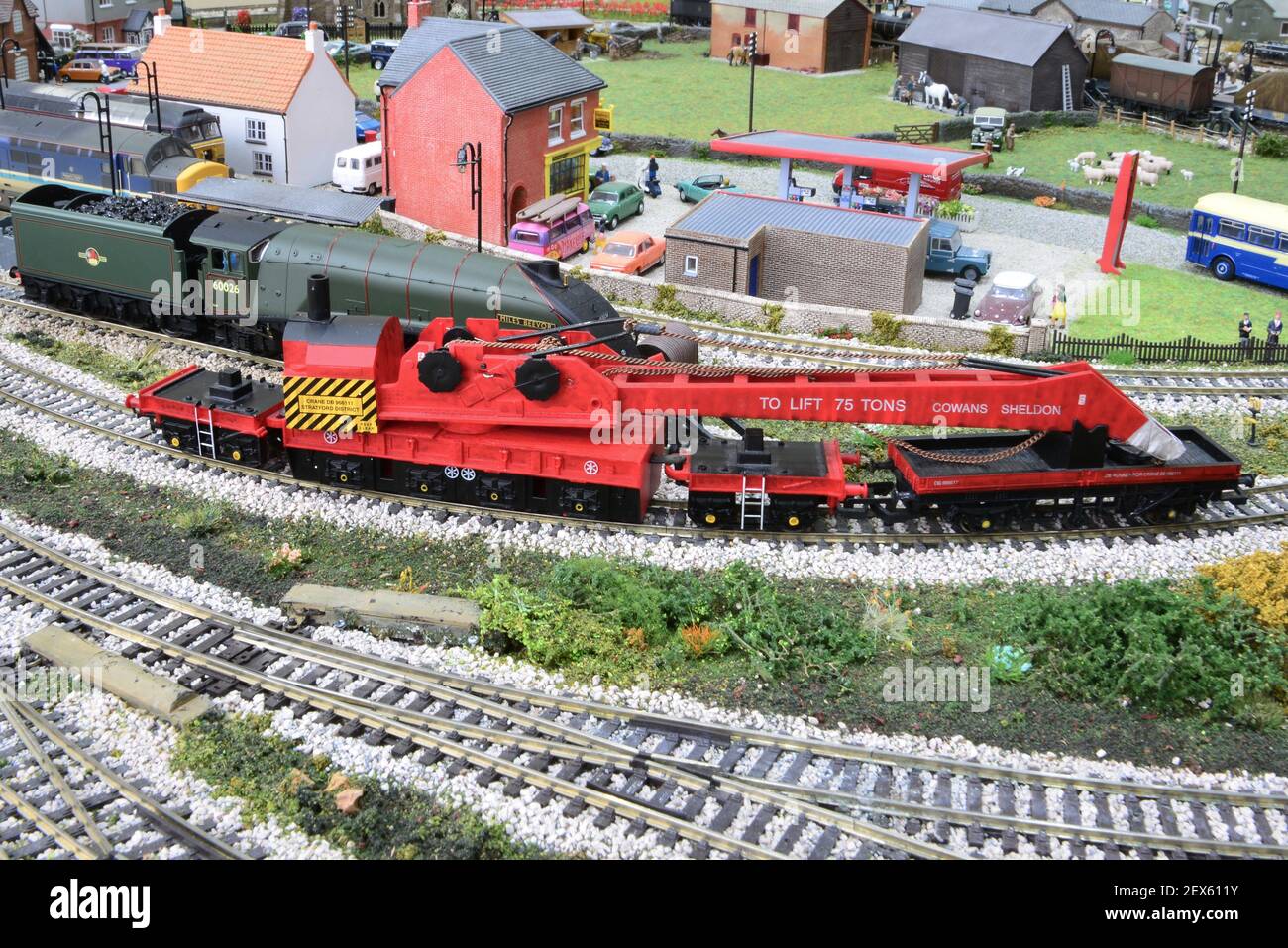 A model of a 75 ton heavy lifting crane on a model railway Stock Photo ...