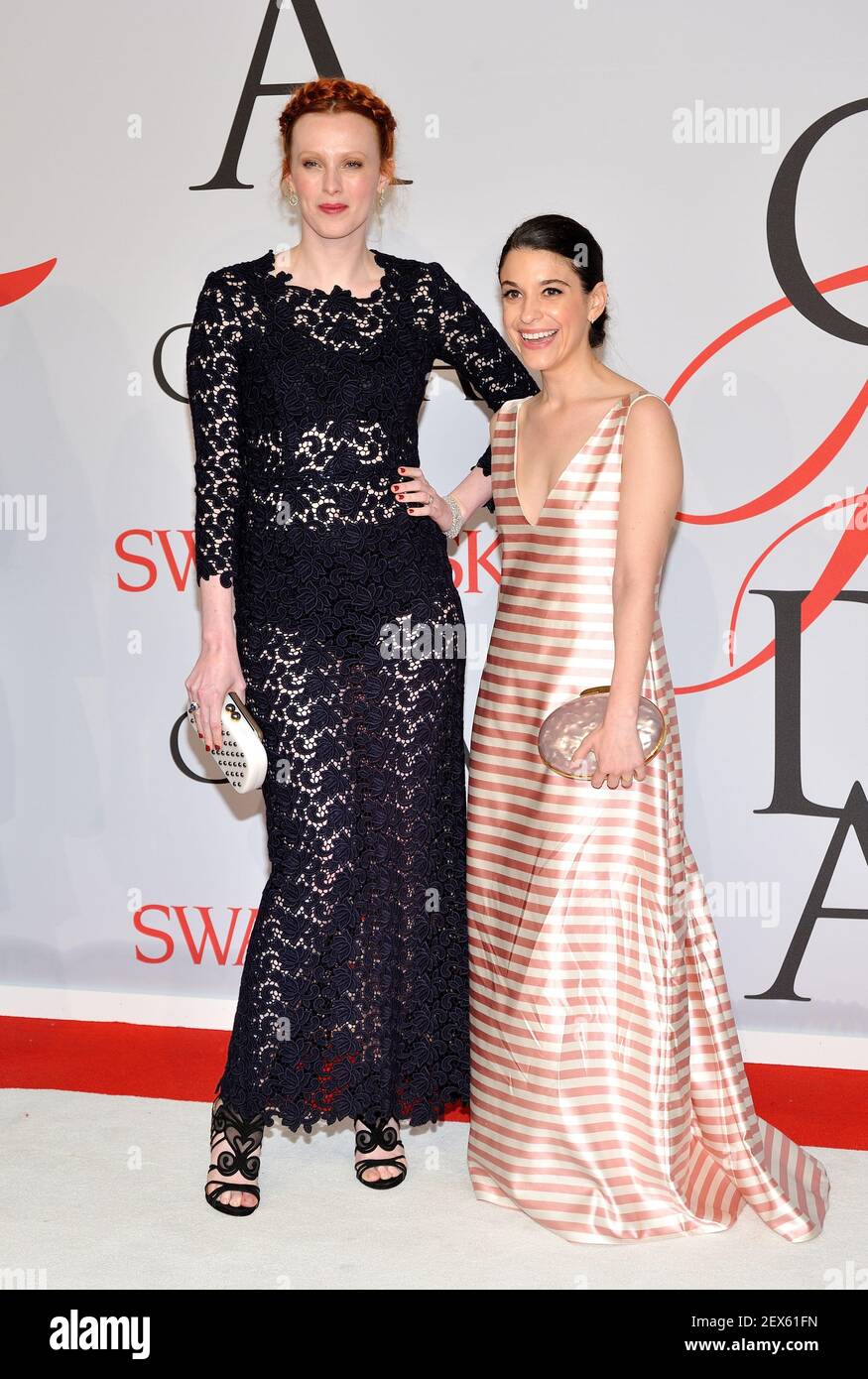 L-R: Karen Elson and Katie Emilio attend the 2015 CFDA Fashion Awards ...