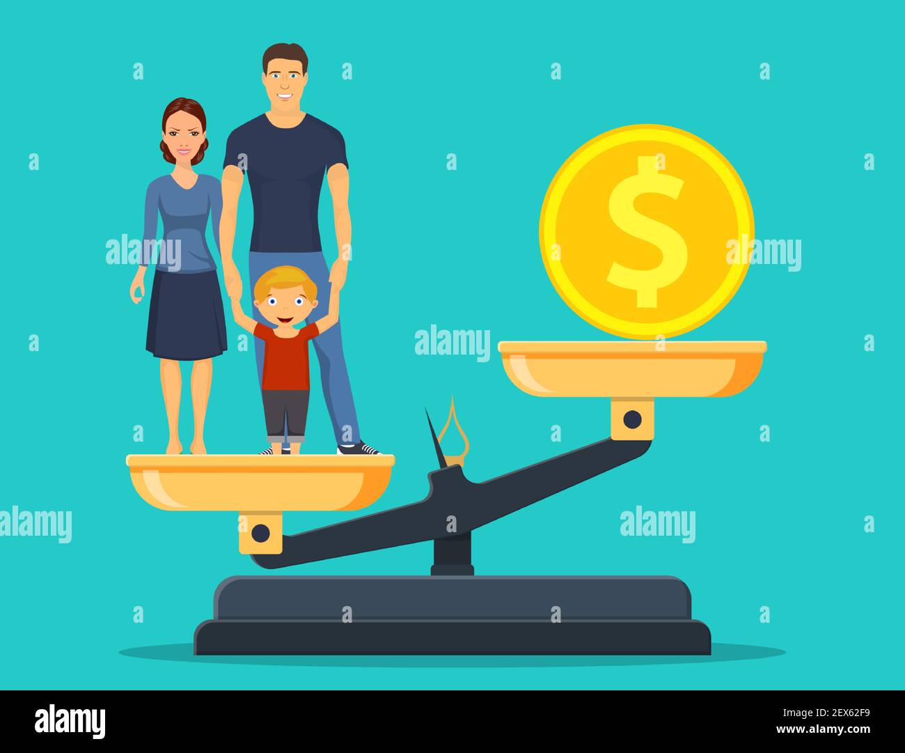Family and business on scales concept Stock Vector Image & Art - Alamy