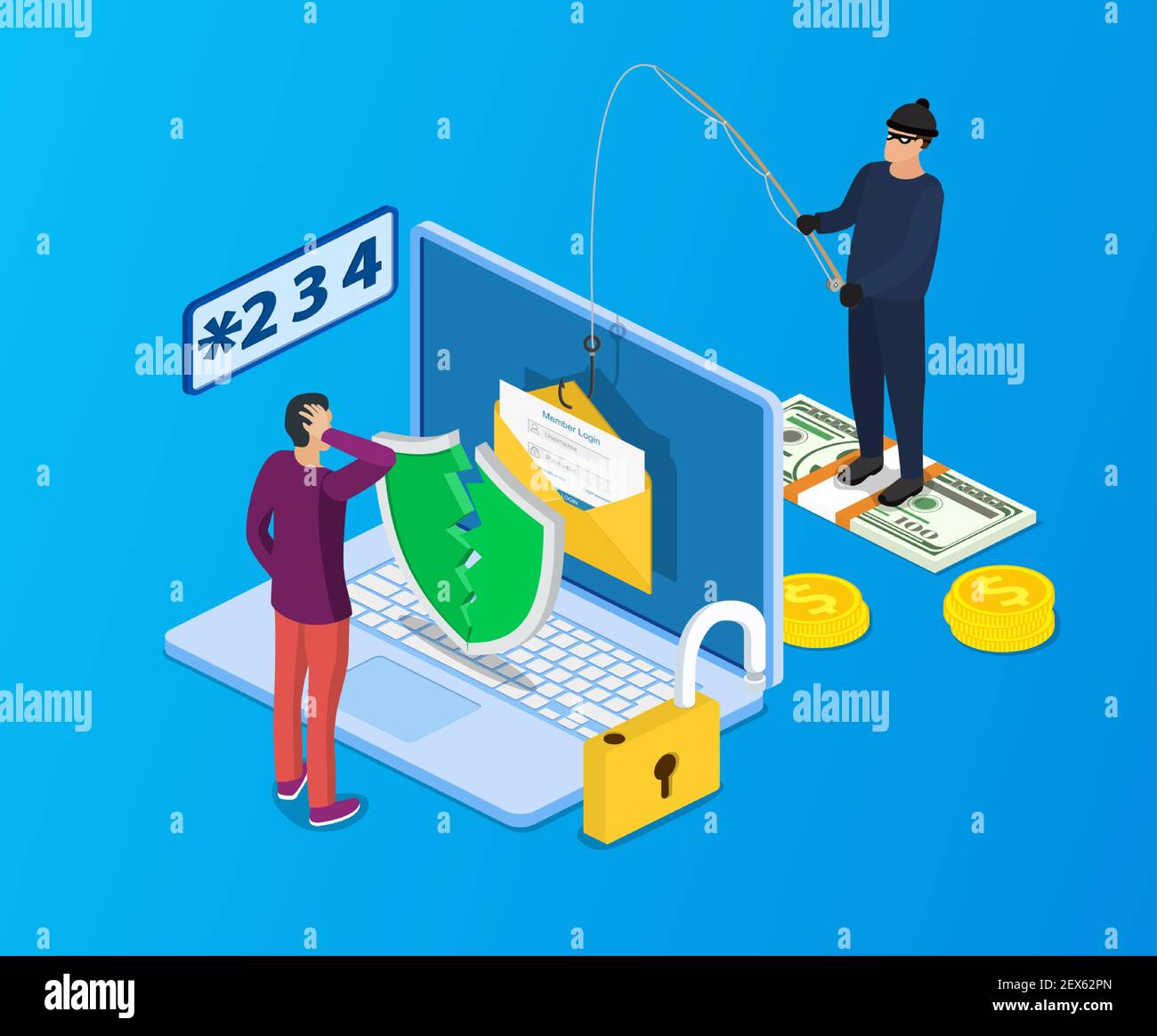 Phishing password login stealing email Stock Vector Images - Alamy