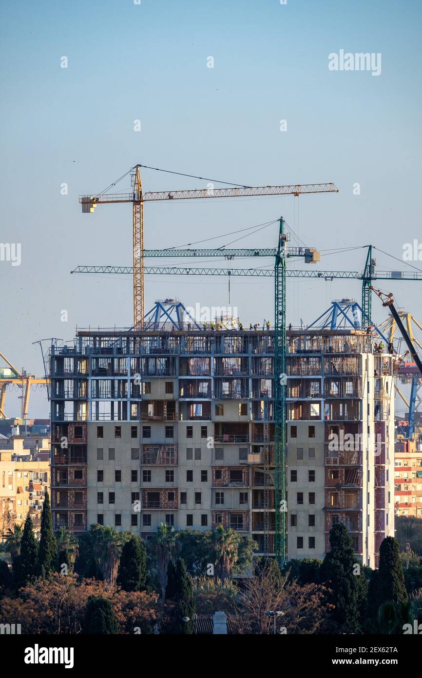 Building with cranes Stock Photo - Alamy