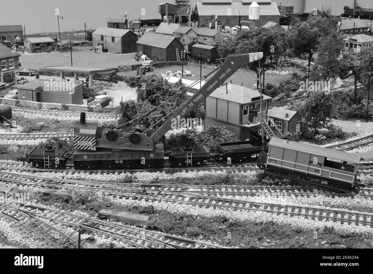 A model of a 75 ton heavy lifting crane on a model railway Stock Photo ...