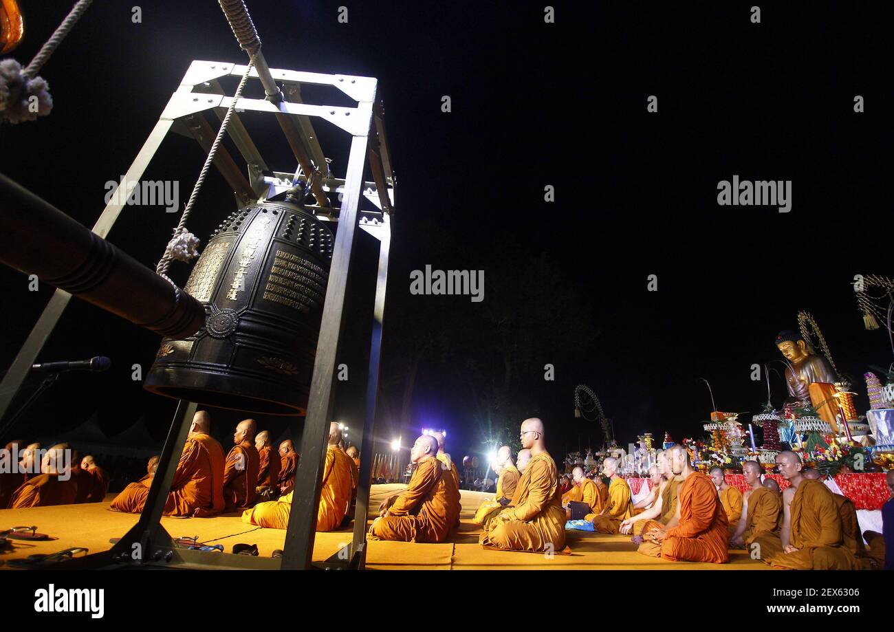 Buddhist monks following the Vesak Day celebration in Borobudur Temple ...
