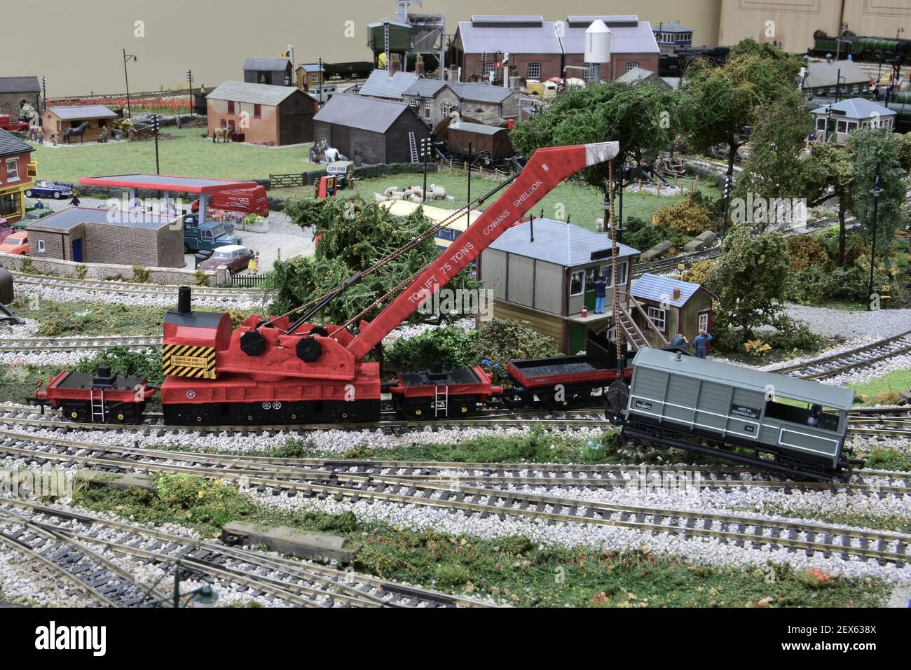 A model of a 75 ton heavy lifting crane on a model railway Stock Photo ...
