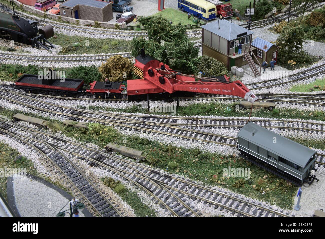 A model of a 75 ton heavy lifting crane on a model railway Stock Photo ...