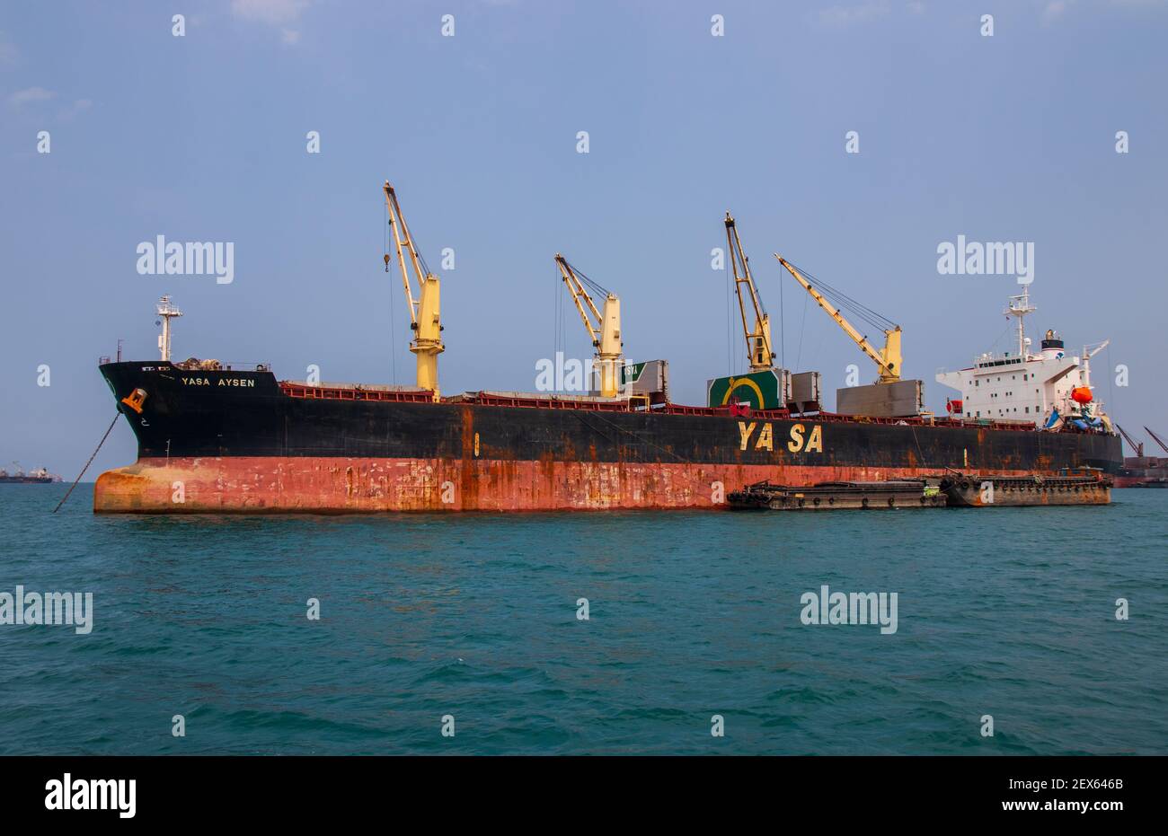 KOH SICHANG, THAILAND - Mar 02, 2021: Container ships in the Gulf of ...