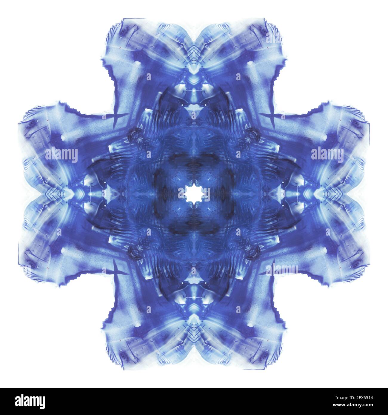 Abstract blue symmetric watercolor painting. Abstraction background ...