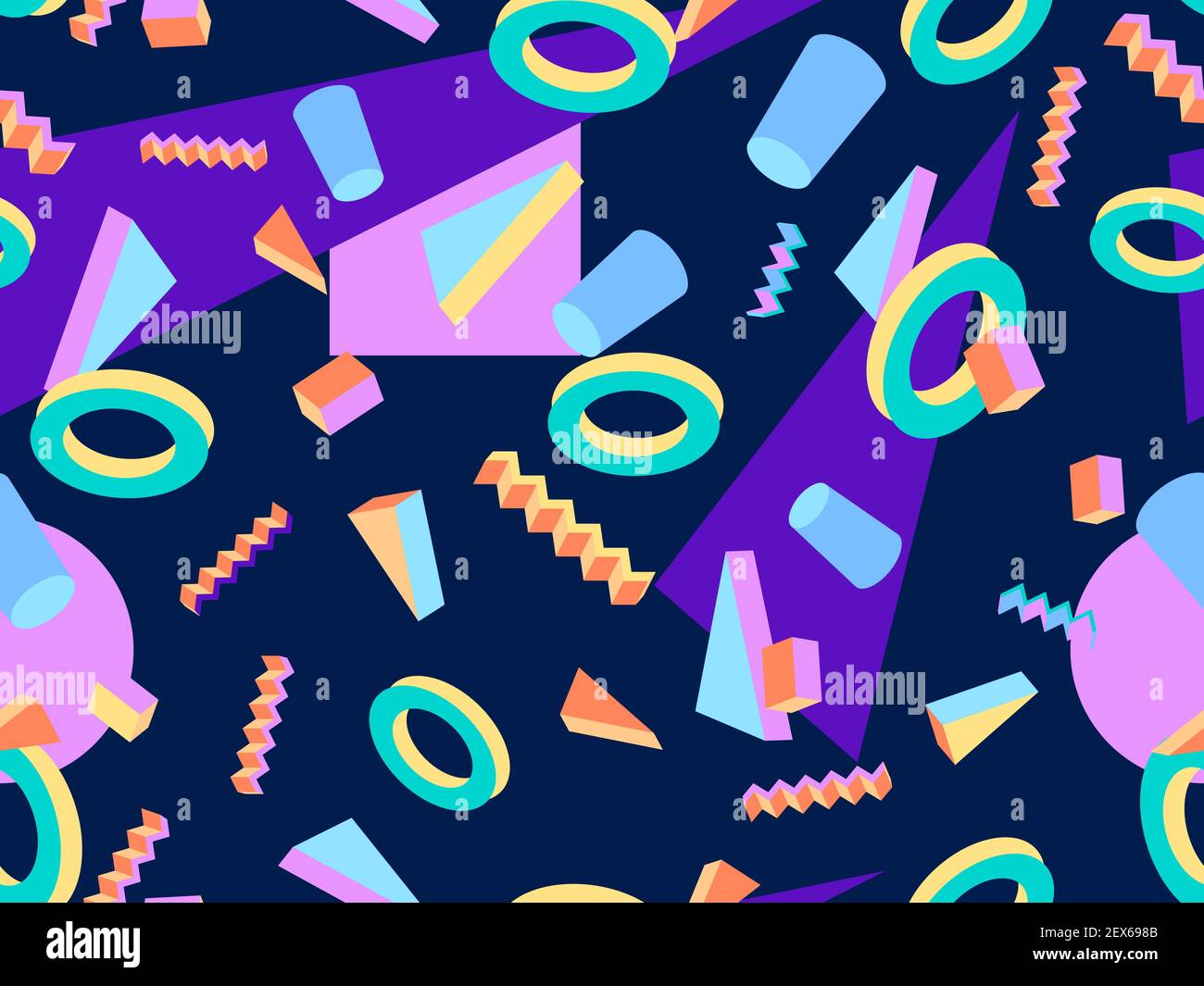 Memphis seamless pattern. Geometric elements memphis in the style of 80 ...