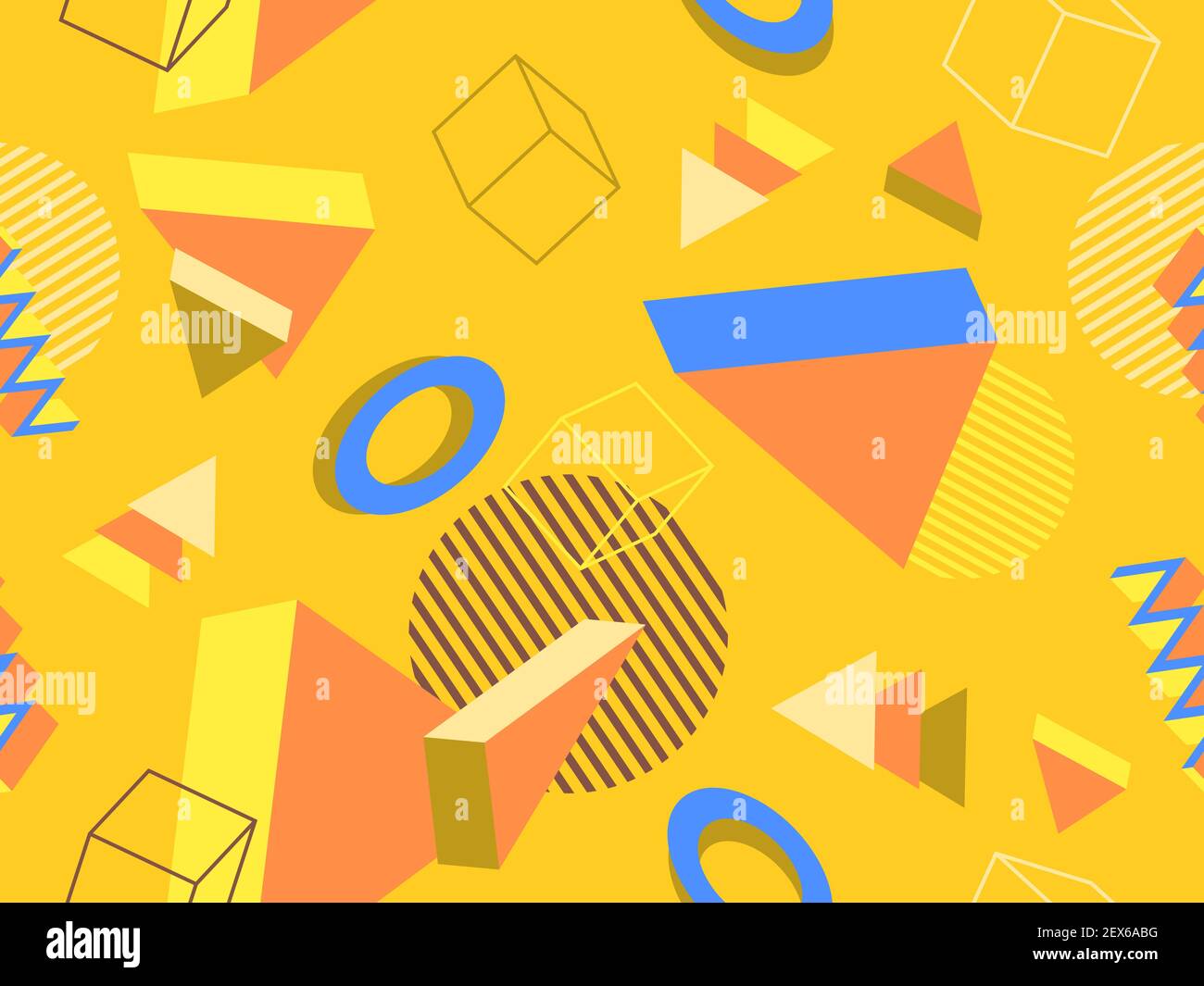 Memphis seamless pattern. Geometric elements memphis in the style of 80 ...