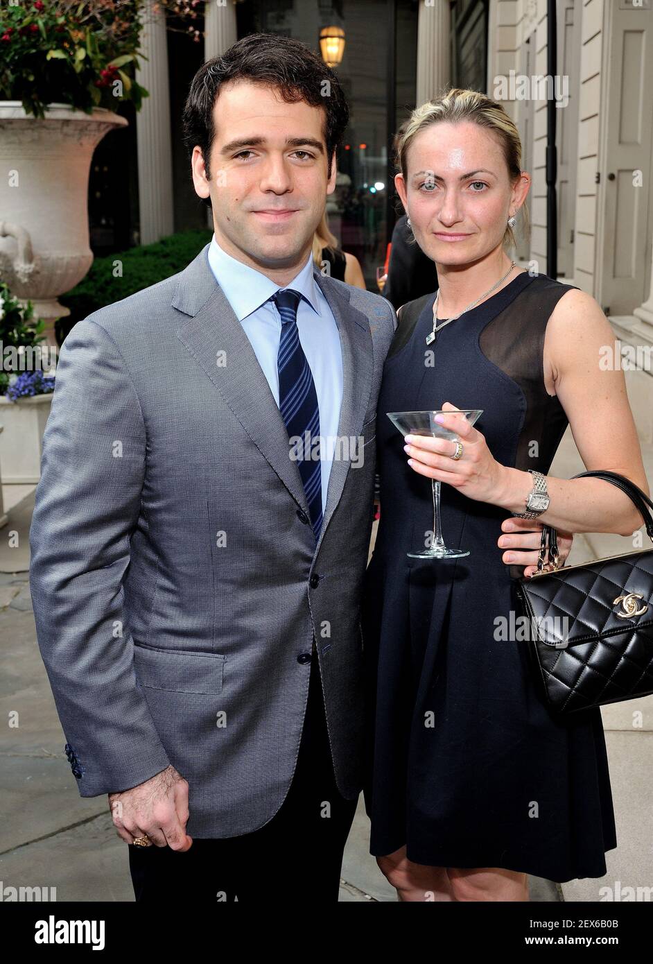 Anthony Tedesco and Irina Shmulik attend The Frick Collection Flaming June Spring Garden Party ...