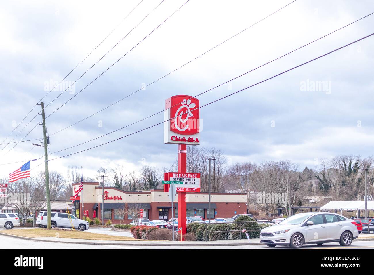 Buford, Georgia - Jan 16th 2021: Chick-Fil-A restaurant main facade in ...