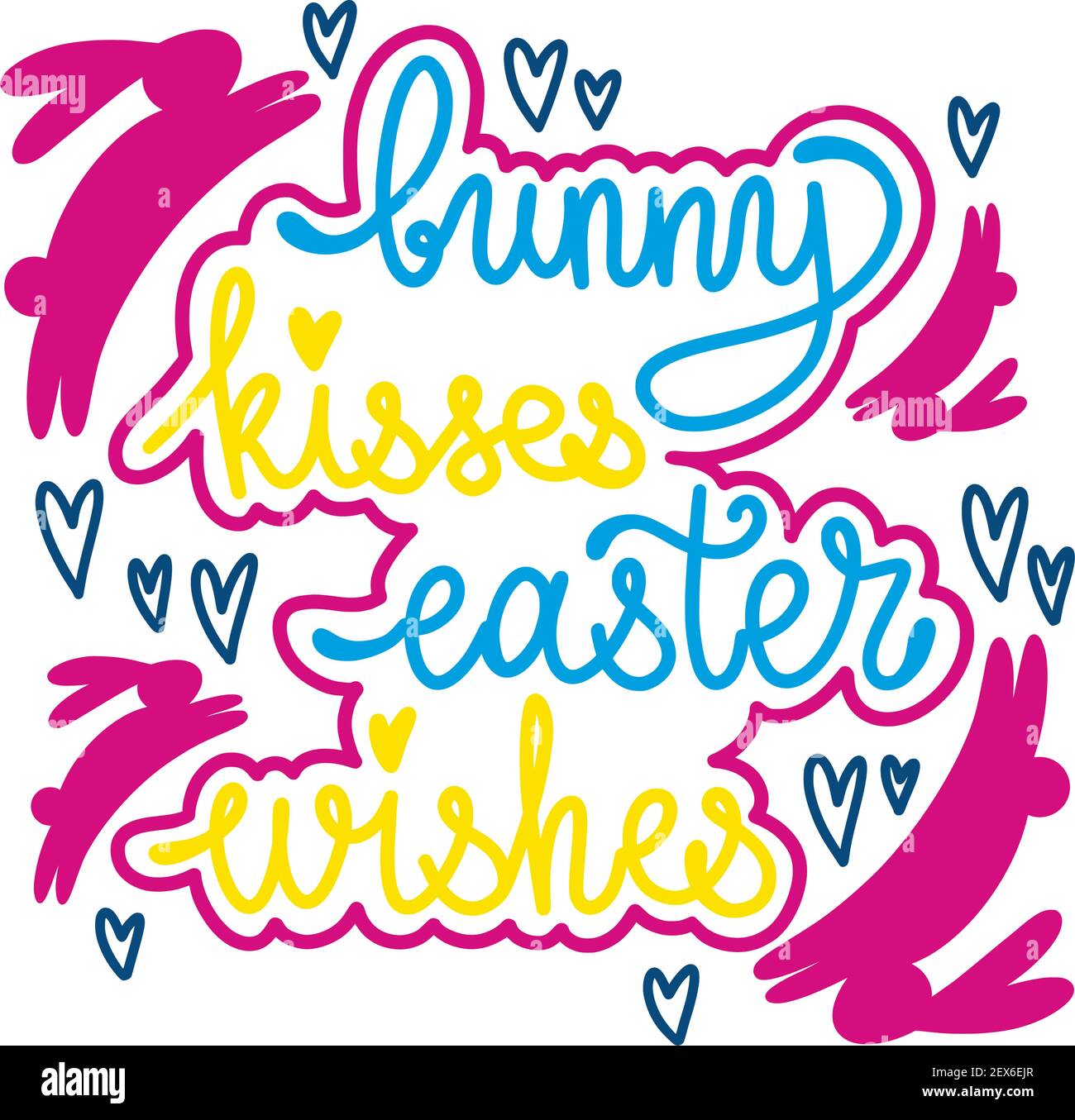 Lettering bunny kisses Easter wishes Stock Vector Image & Art - Alamy