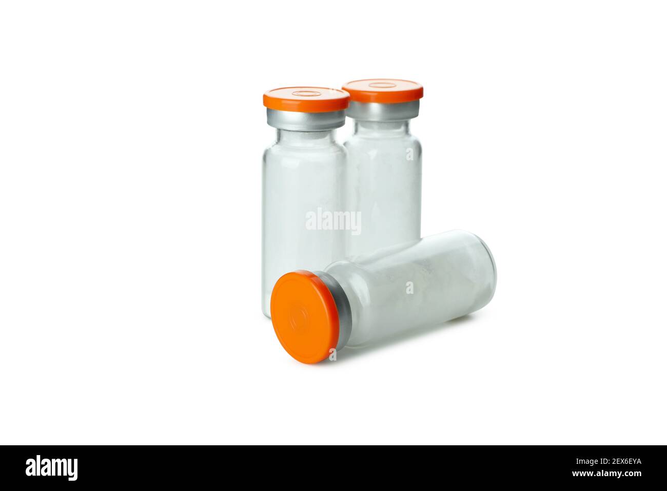 Vials with powder vaccine isolated on white background Stock Photo - Alamy