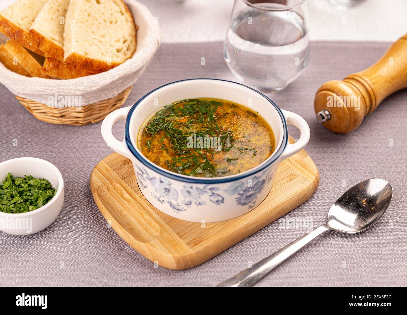 Chicken soup served vegetables hi-res stock photography and images - Alamy