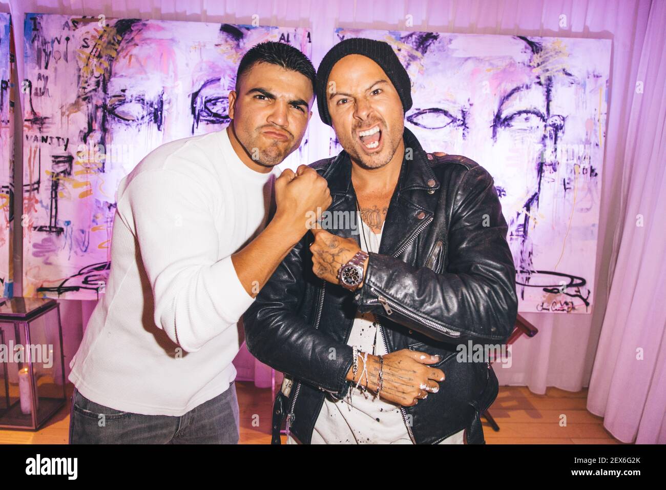 Victor Ortiz and Louis Carreon attend Carreon's unveiling of his new ...