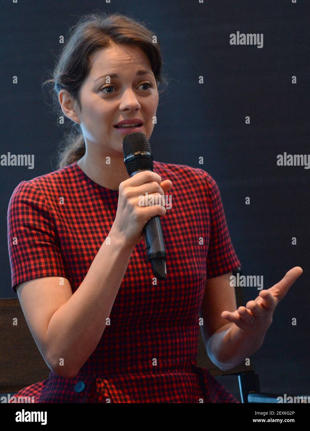 French actress Marion Cotillard speaks at the official launch of "ice ...