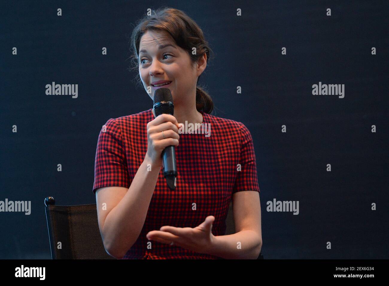 French actress Marion Cotillard speaks at the official launch of "ice ...