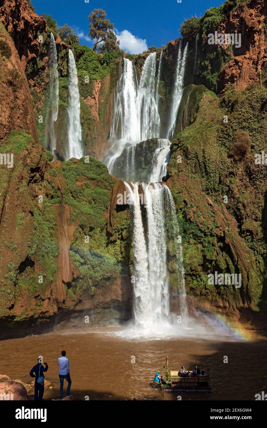 Morocco, Cascades d'Ouzoud, waterfalls tumbling over a cliff side Stock ...