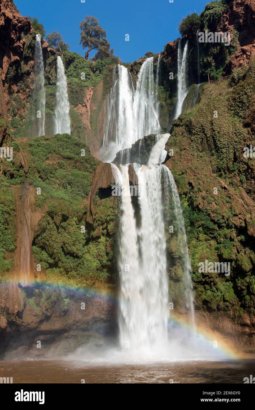 Morocco, Cascades d'Ouzoud, waterfalls tumbling over a cliff side Stock ...