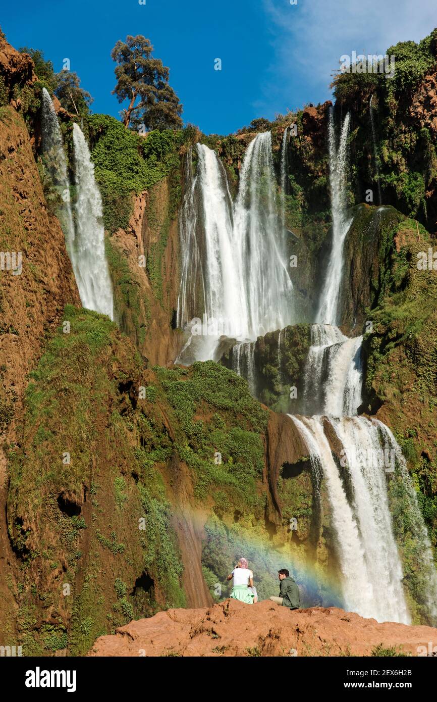 Morocco, Cascades d'Ouzoud, waterfalls tumbling over a cliff side Stock ...