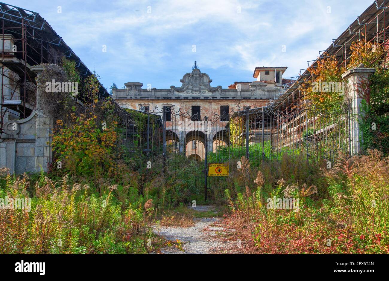lost old factory, an old abandoned building overgrown with weeds Stock ...