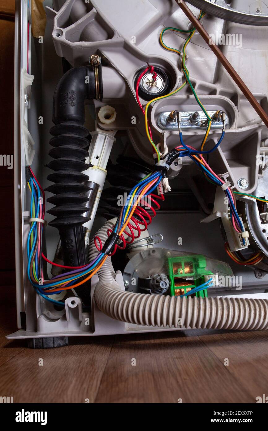 washing machine disassembled with open enclosure is ready for service ...