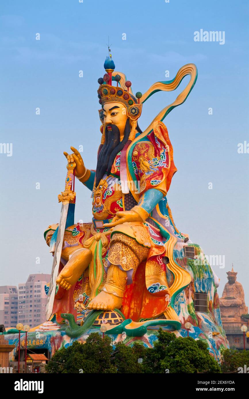 Taiwan, Kaohsiung, Lotus pond, Giant 72 meter high statue of Syuan Tian ...
