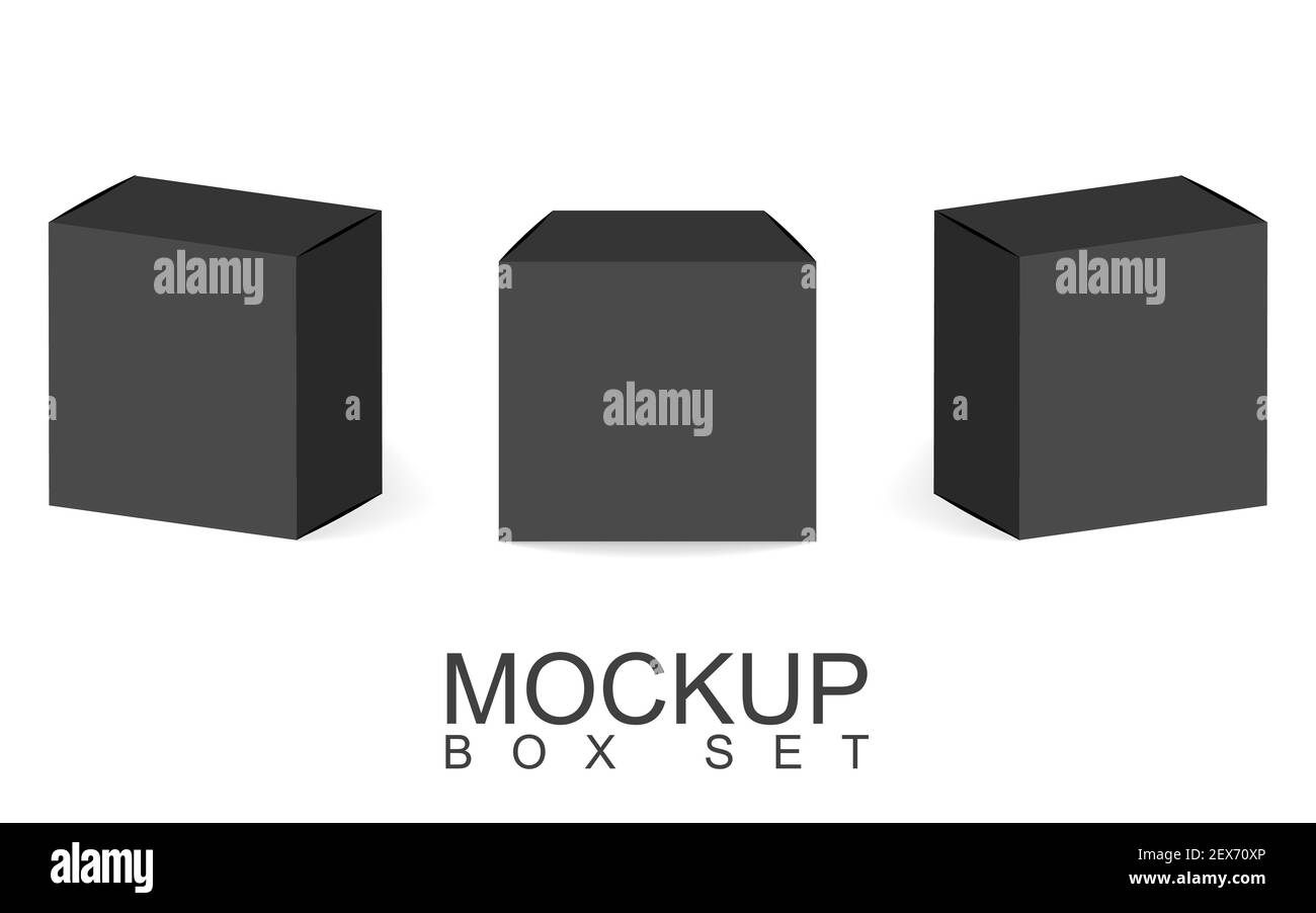 A set of three black boxes. Box templates for your design. Vector ...