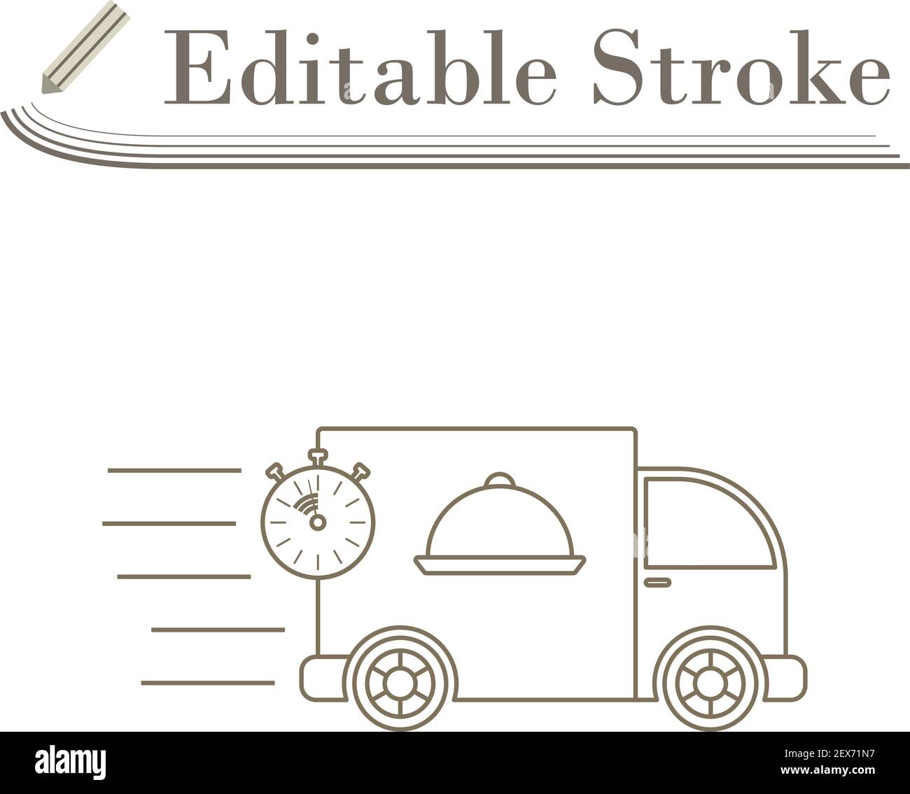 Fast Food Delivery Car Icon. Editable Stroke Simple Design. Vector ...