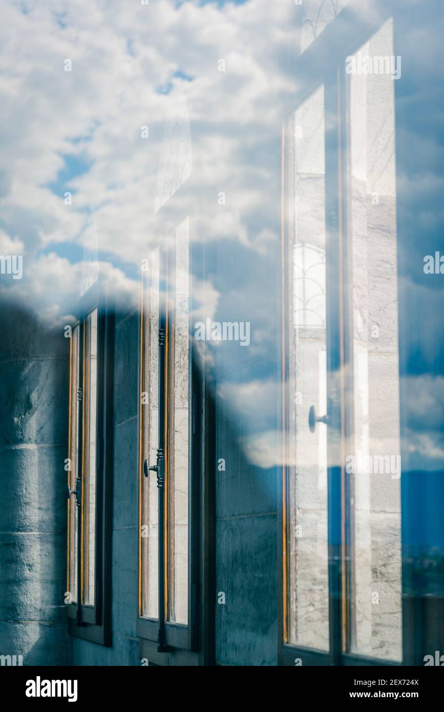 Clouds reflected in windows, Geneva, Switzerland Stock Photo - Alamy