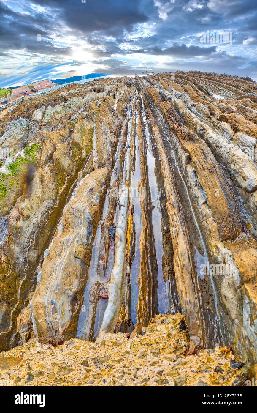 Steeply-tilted Layers of Flysch, Flysch Cliffs, Basque Coast UNESCO ...