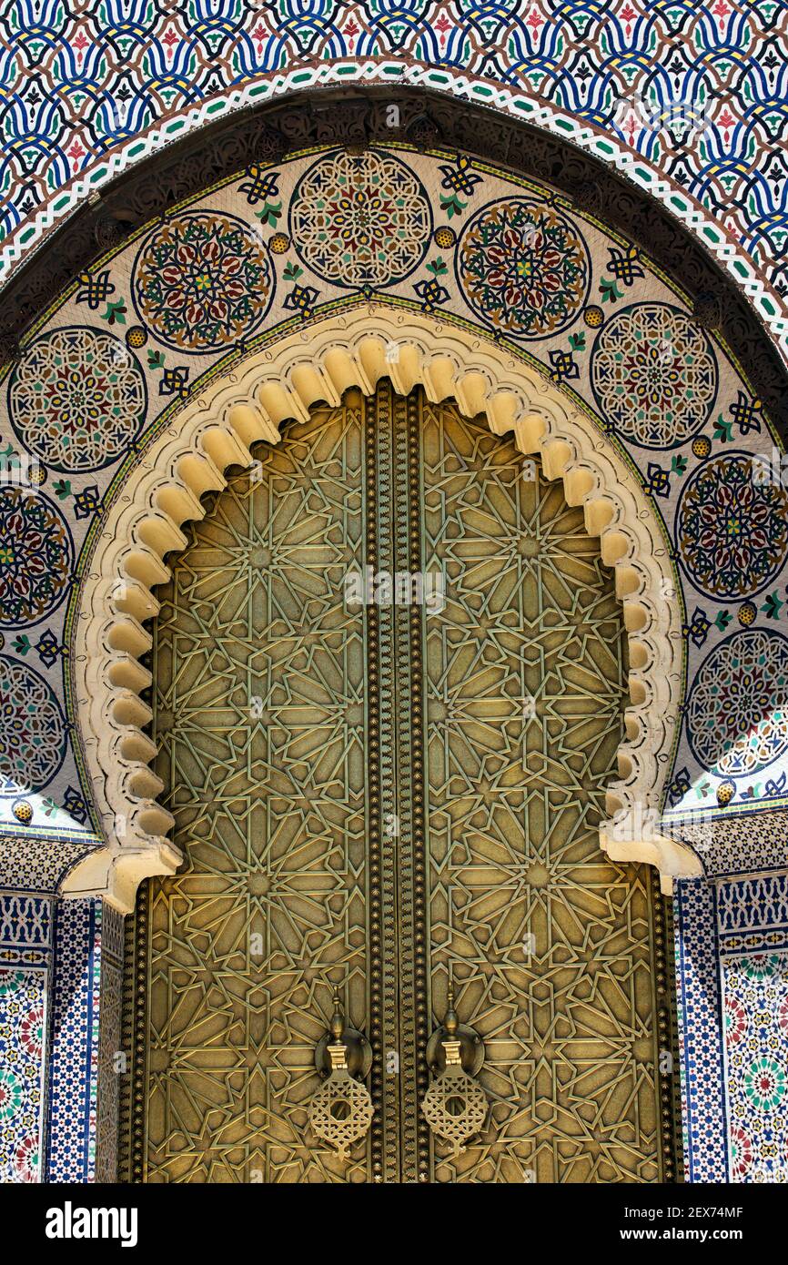 Morocco, Fez, Dar el-Makhzen, exterior of the royal palace in Fez ...