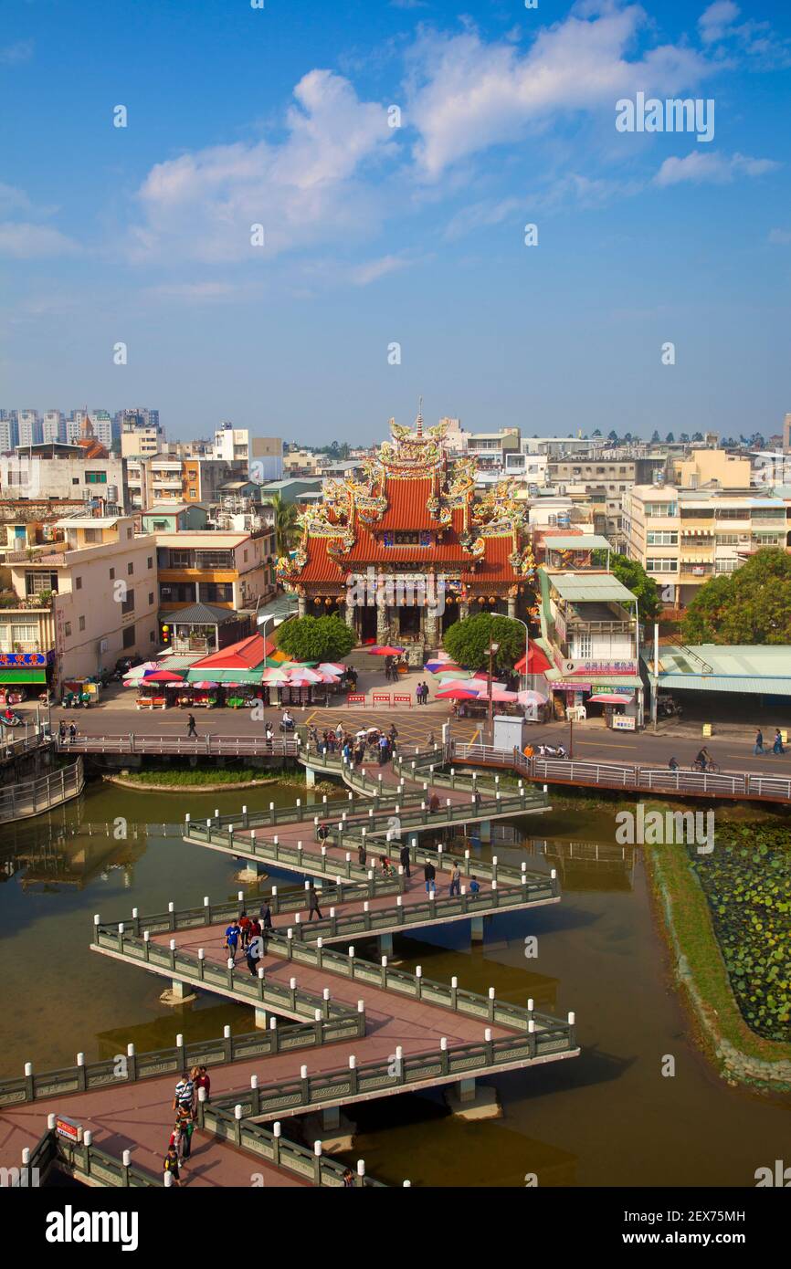 Taiwan, Kaohsiung, Lotus pond, Ciji Temple and Zig Zag bridge leading ...