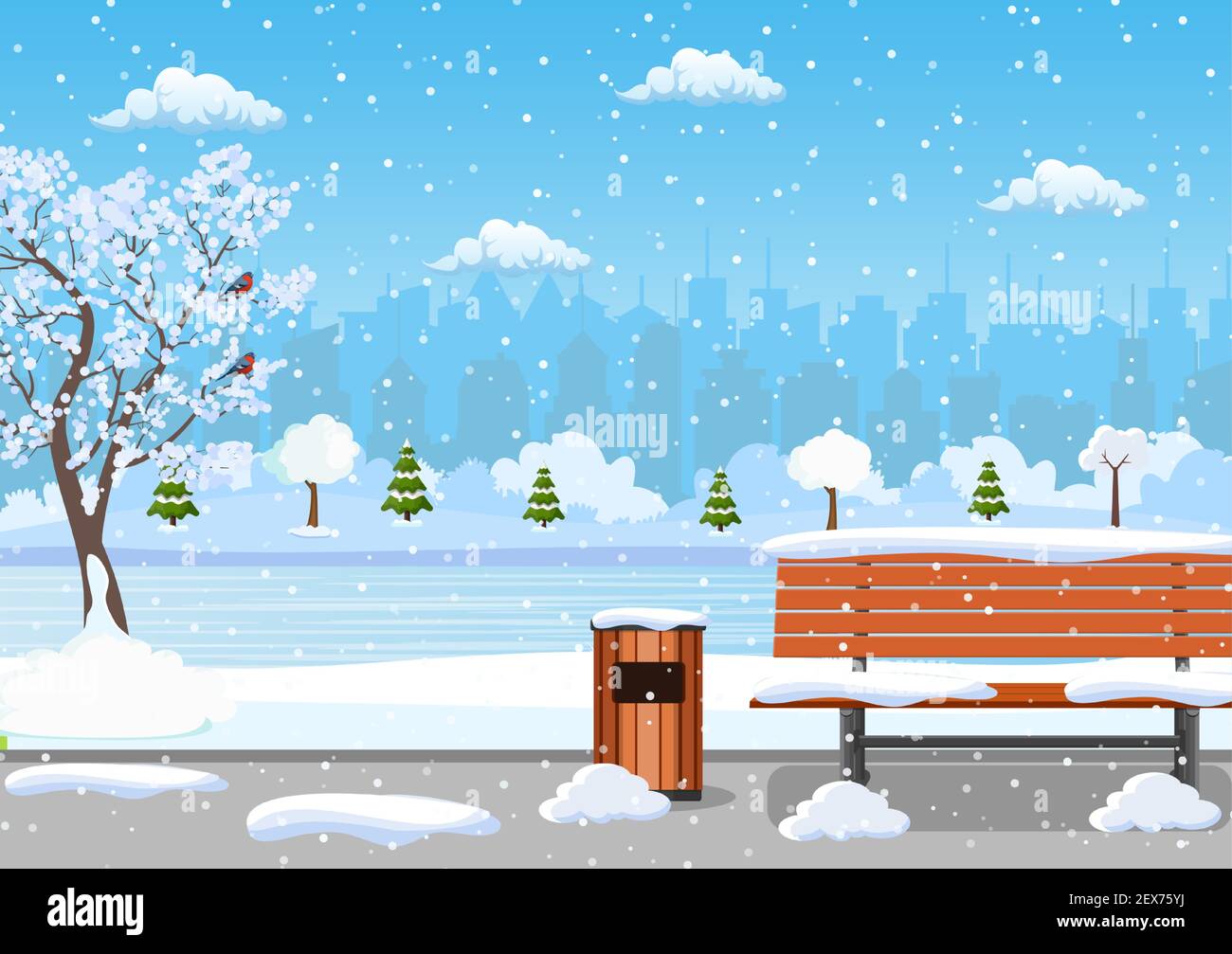 Street lamp winter snowfall Stock Vector Images - Alamy
