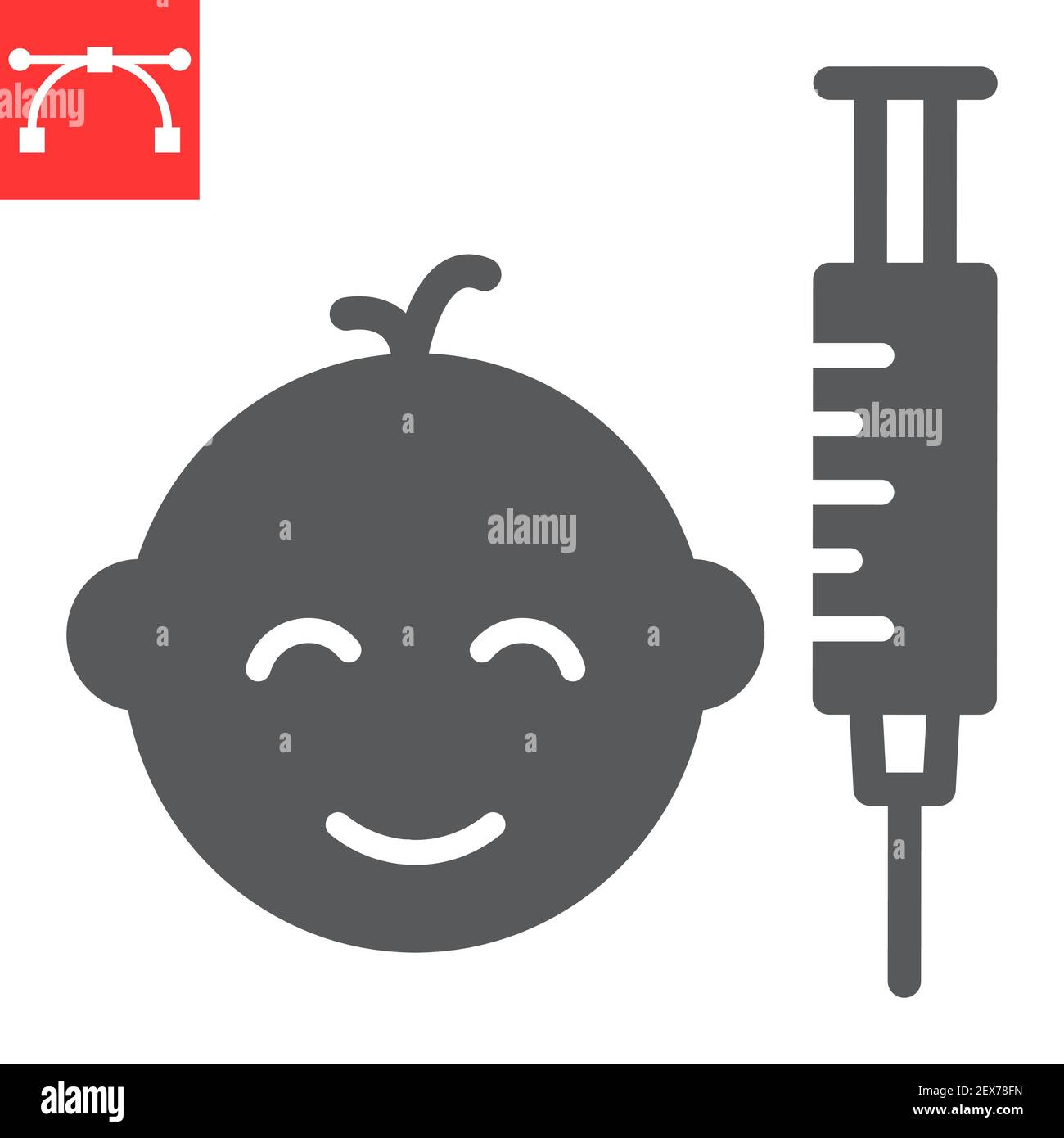 Children vaccination glyph icon, vaccine and injection, child ...
