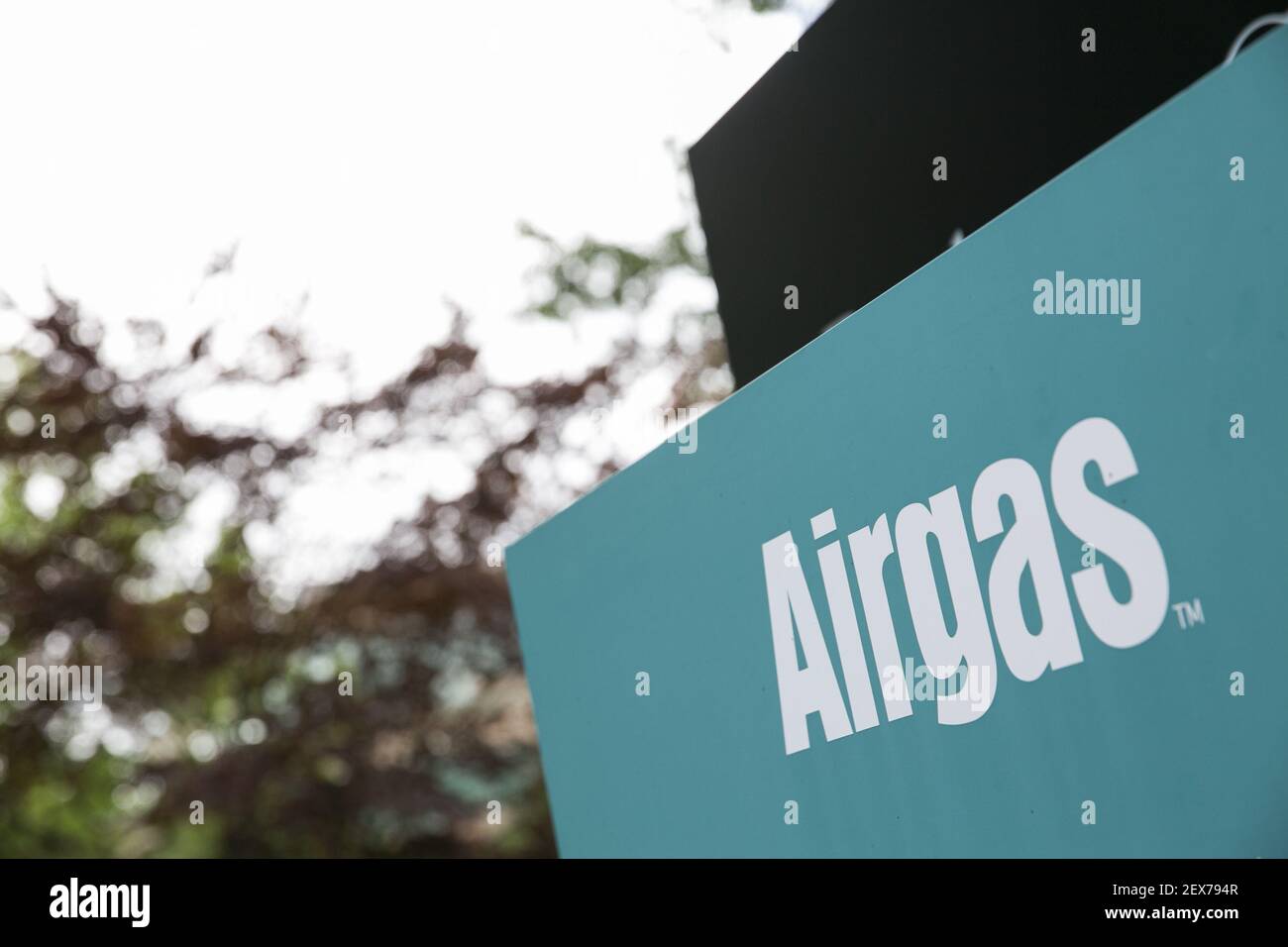 A logo sign outside the headquarters of Airgas, Inc., in Wayne ...