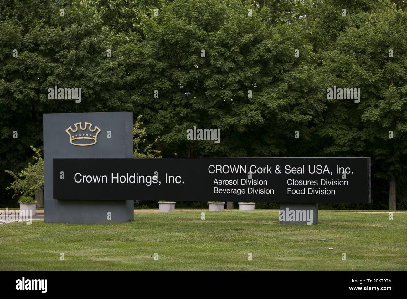 A logo sign outside of the headquarters of Crown Holdings, Inc., in ...