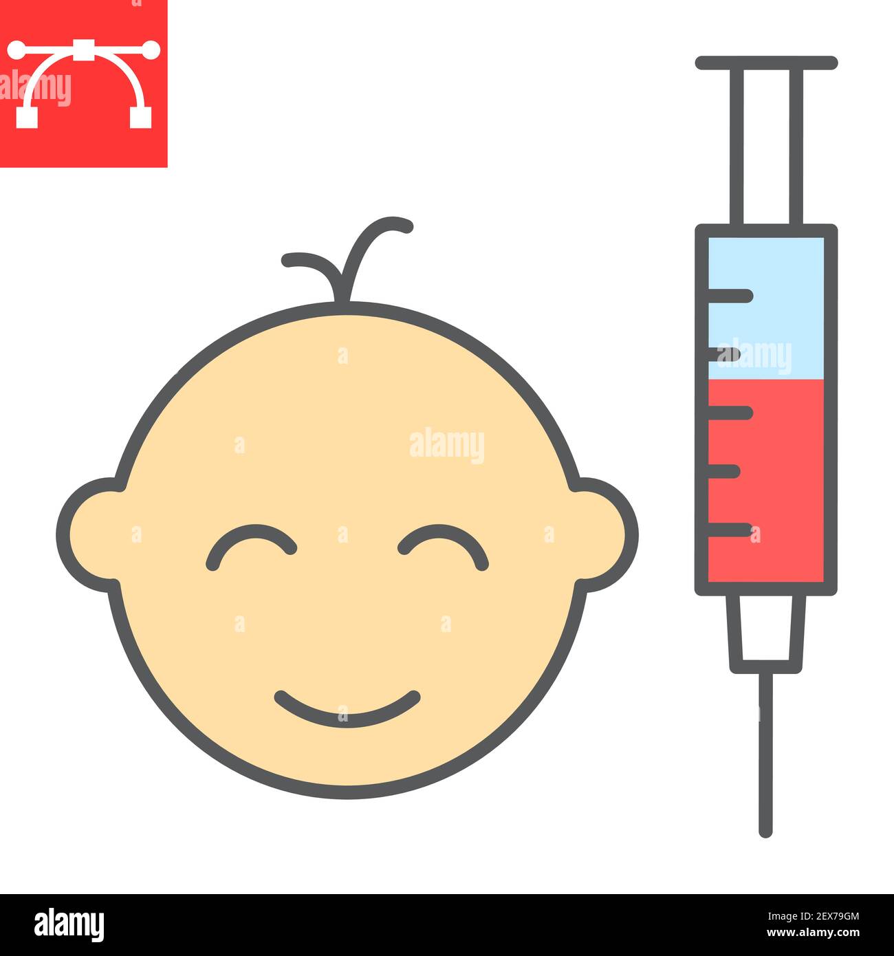 Children vaccination color line icon, vaccine and injection, child ...