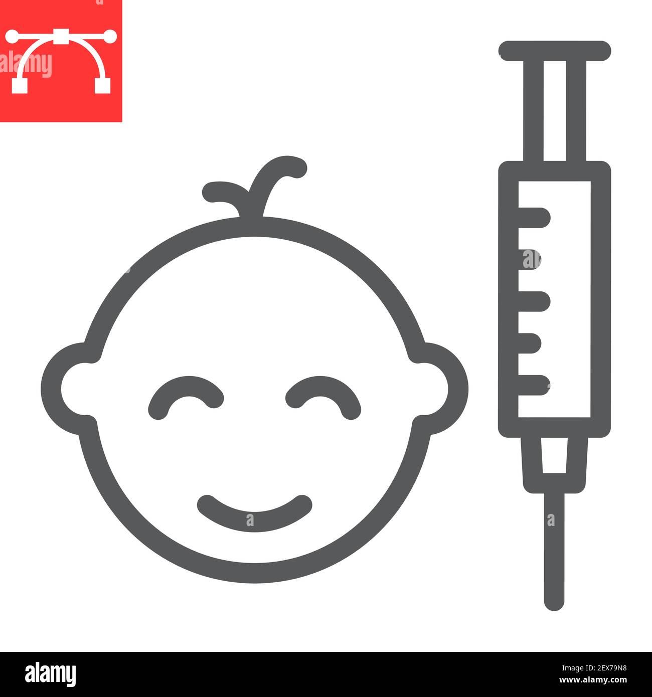 Children vaccination line icon, vaccine and injection, child ...